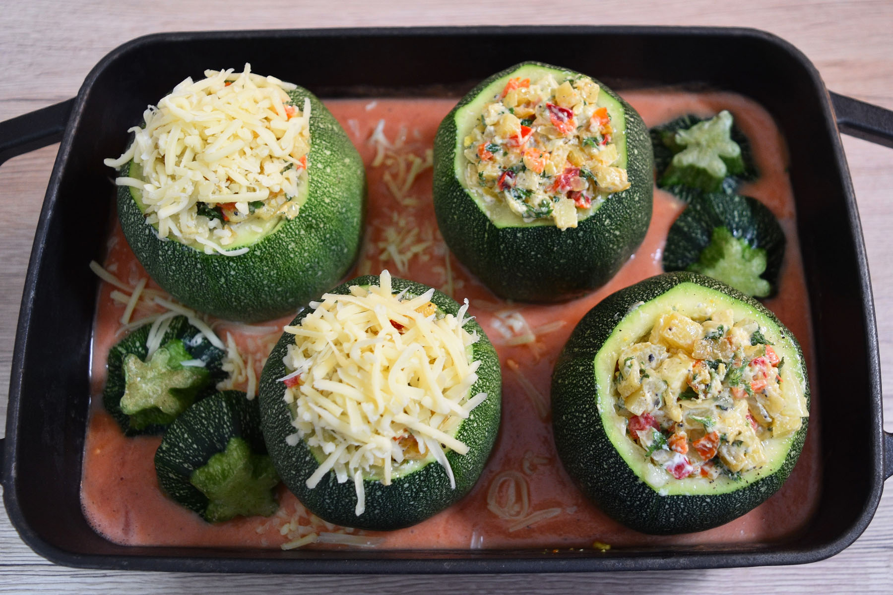 Runde Zucchini mit Kartoffeln gefüllt - BallesWorld